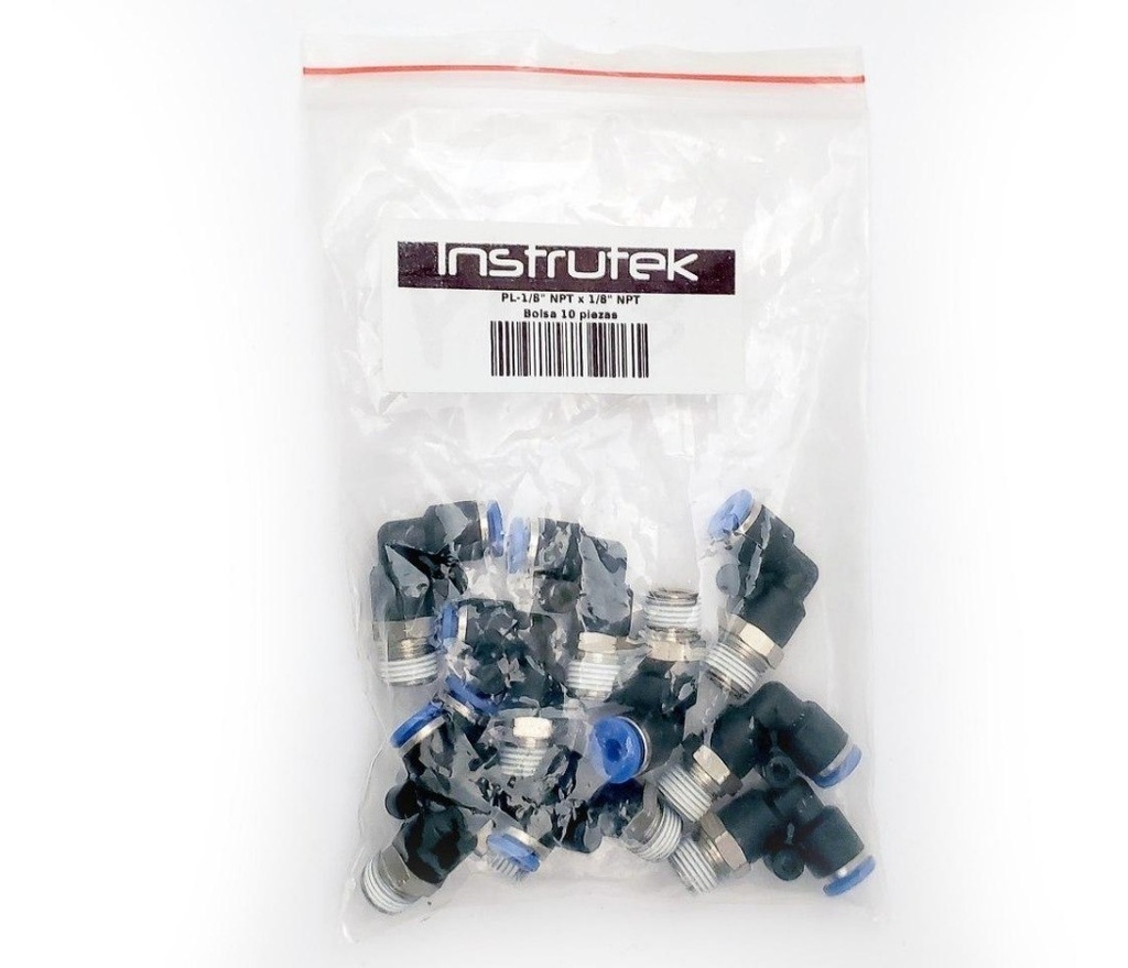 10 Pz De Conector/racor Rápido Neumático Codo 1/8 Npt X 1/8 | Instrutek